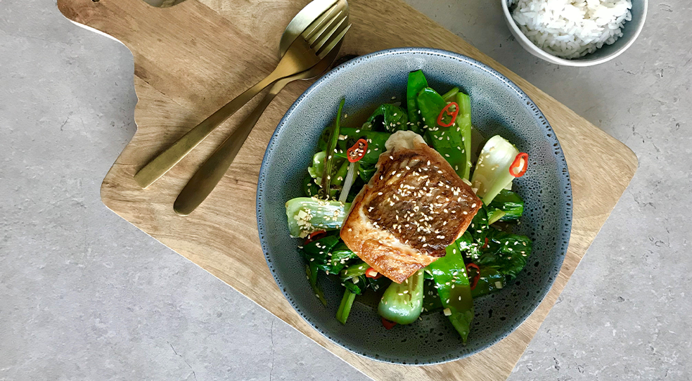 Health Partners | Snapper with Asian greens and ponzu dressing